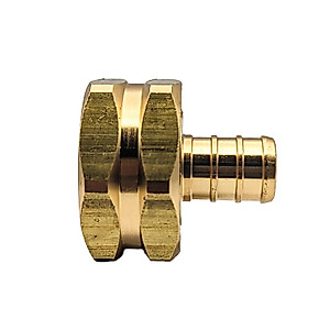 GRIDTECH Brass Garden Hose Adapter Swivel Fitting, 1/2” PEX Barb and 3/4” GHT Female Connector, Heavy-Duty High-Pressure Support, Rust and Corrosion Resistant, Patent Pending