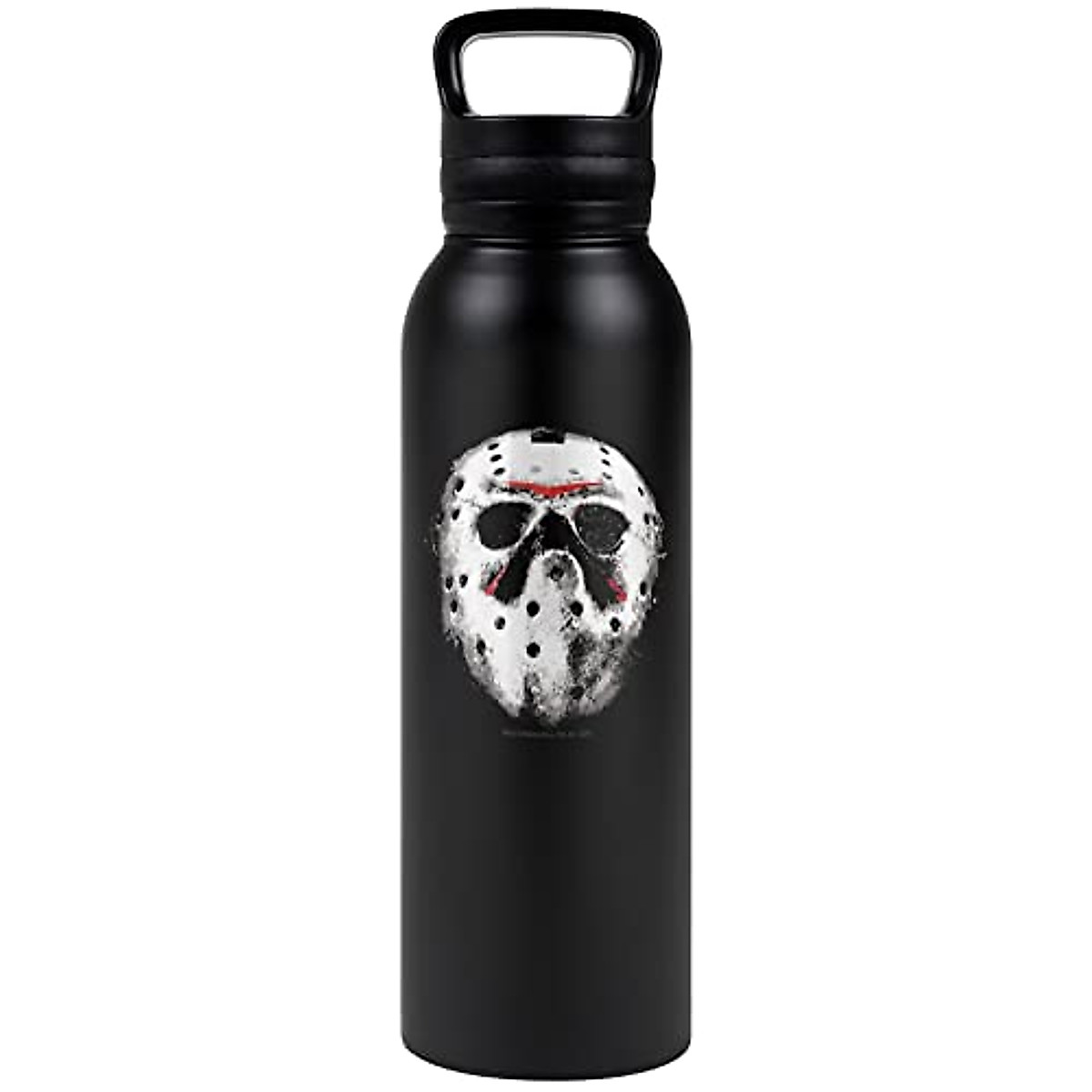 Friday the 13Th OFFICIAL Jason Mask 24 oz Insulated Canteen Water Bottle, Leak Resistant, Vacuum Insulated Stainless Steel with Loop Cap, Black