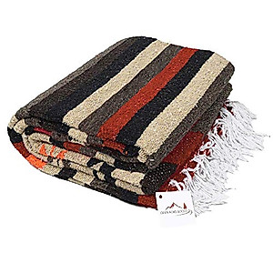 Open Road Goods Handwoven Mexican Diamond Blanket, Throw, or Yoga Bolster - Southwestern Style Blanket - Brown