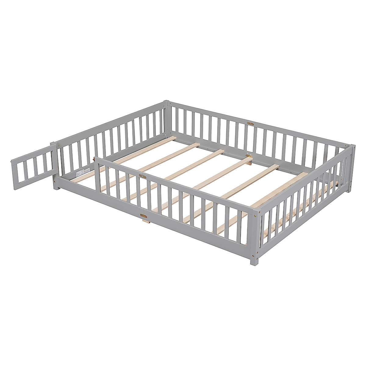 Bellemave Queen Montessori Bed, Floor Bed, Floor Bed, Floor Bed with Door, Floor Bed for Kids, Wooden Kids Floor Bed(Gary).