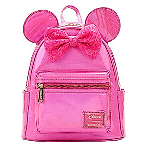 Loungefly Disney Minnie Mouse Glitter Sparkle Womens Double Strap Shoulder Bag Purse (Pink)
