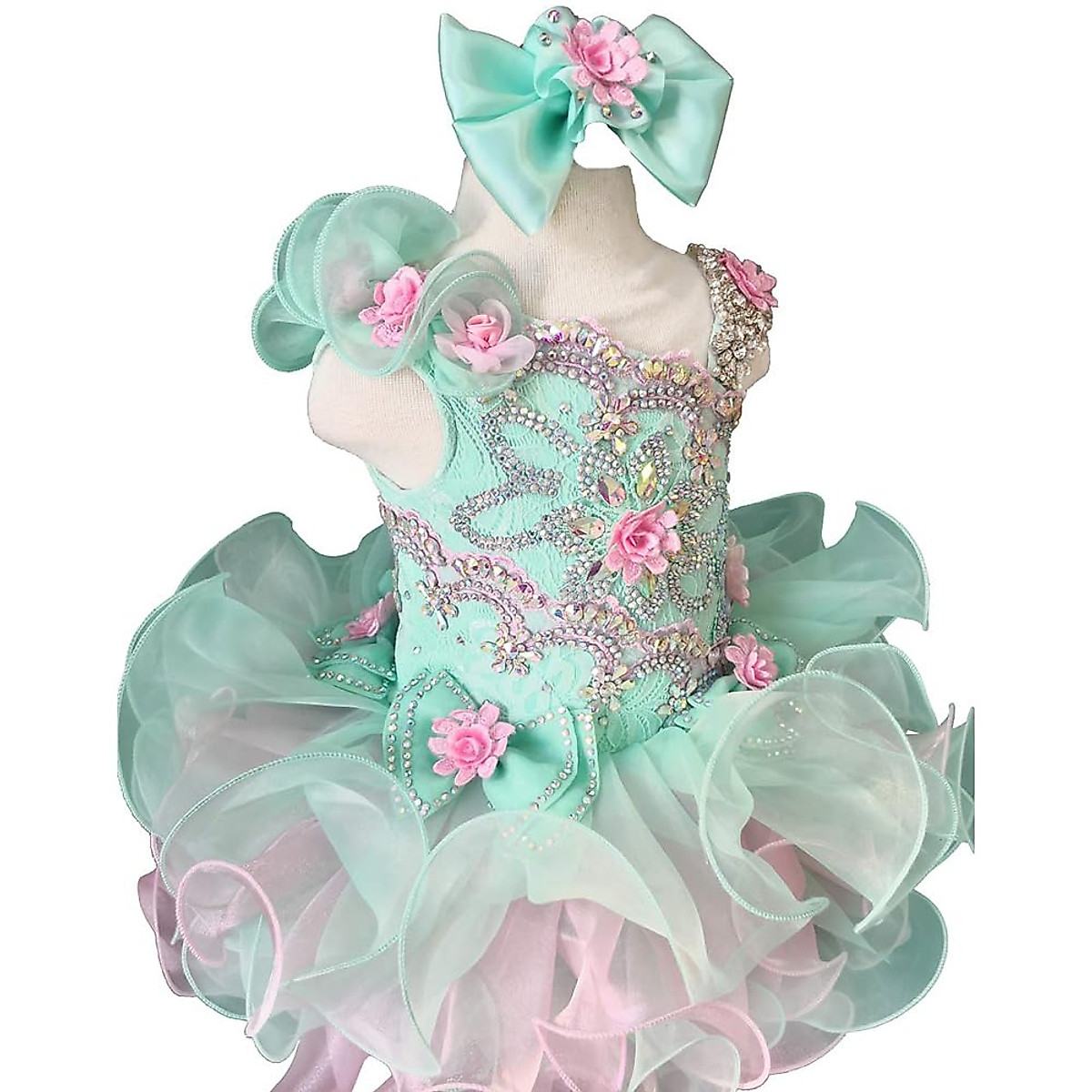 Jenniferwu G003AS Infant Toddler Baby Newborn Little Girl's Pageant Party Birthday Dress Blue SIZE12-18M