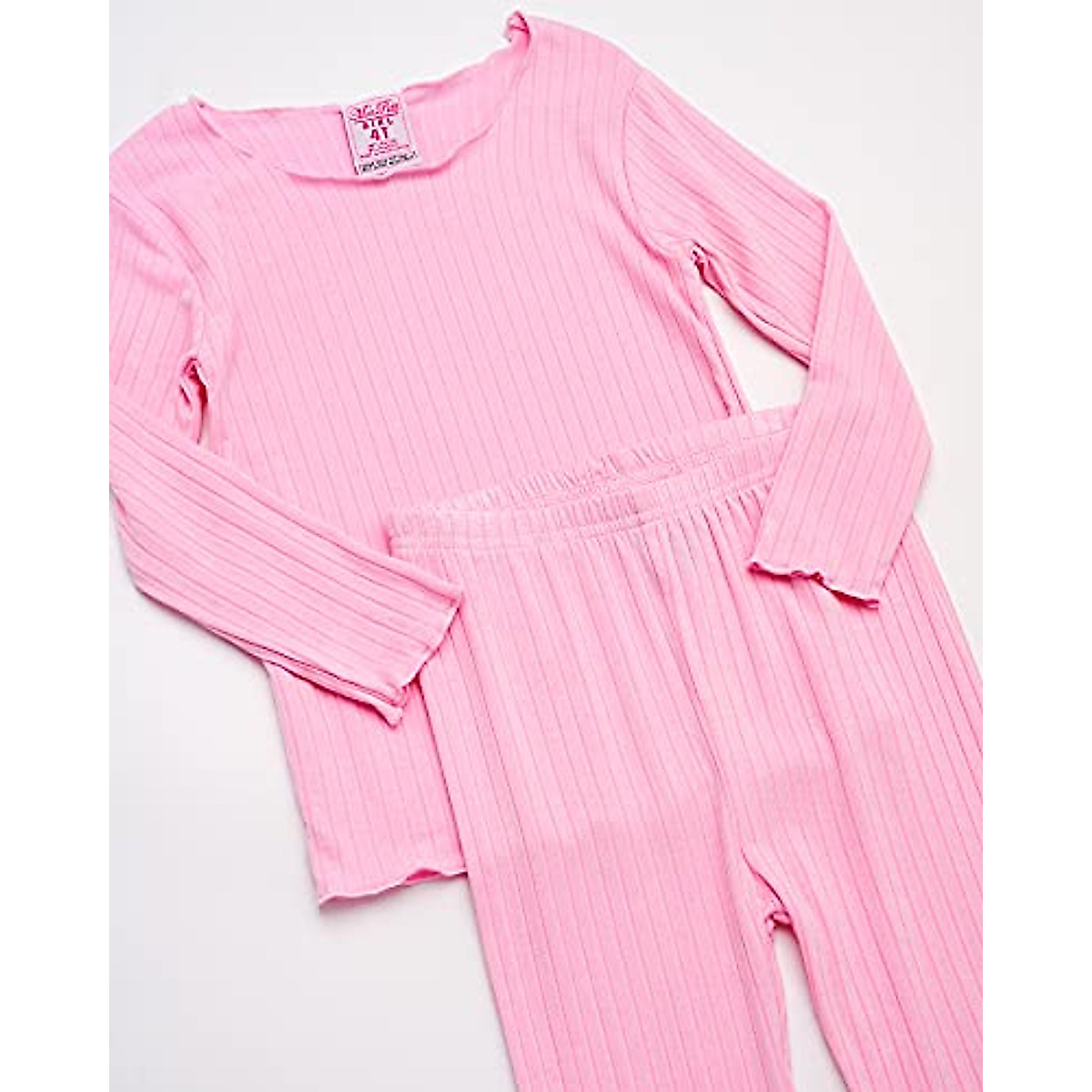 Mon Petit Baby Girls' Pajama Set - 8 Piece Rib Knit Sleepwear Shirt and Jogger Pants (12M-7), Size 4T, Light Pink/Grey/Ivory/Pink