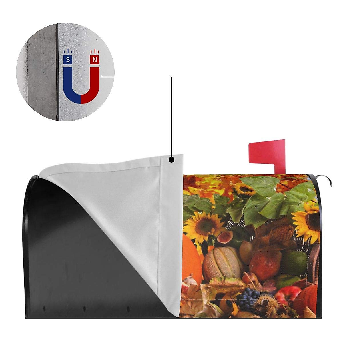 Autumn Fall Harvest Mailbox Cover Trees Nature Leaves Thanksgiving Pumpkin Letter Box Cover Magnetic Mail Wraps Post Garden Decorations 21x18 in