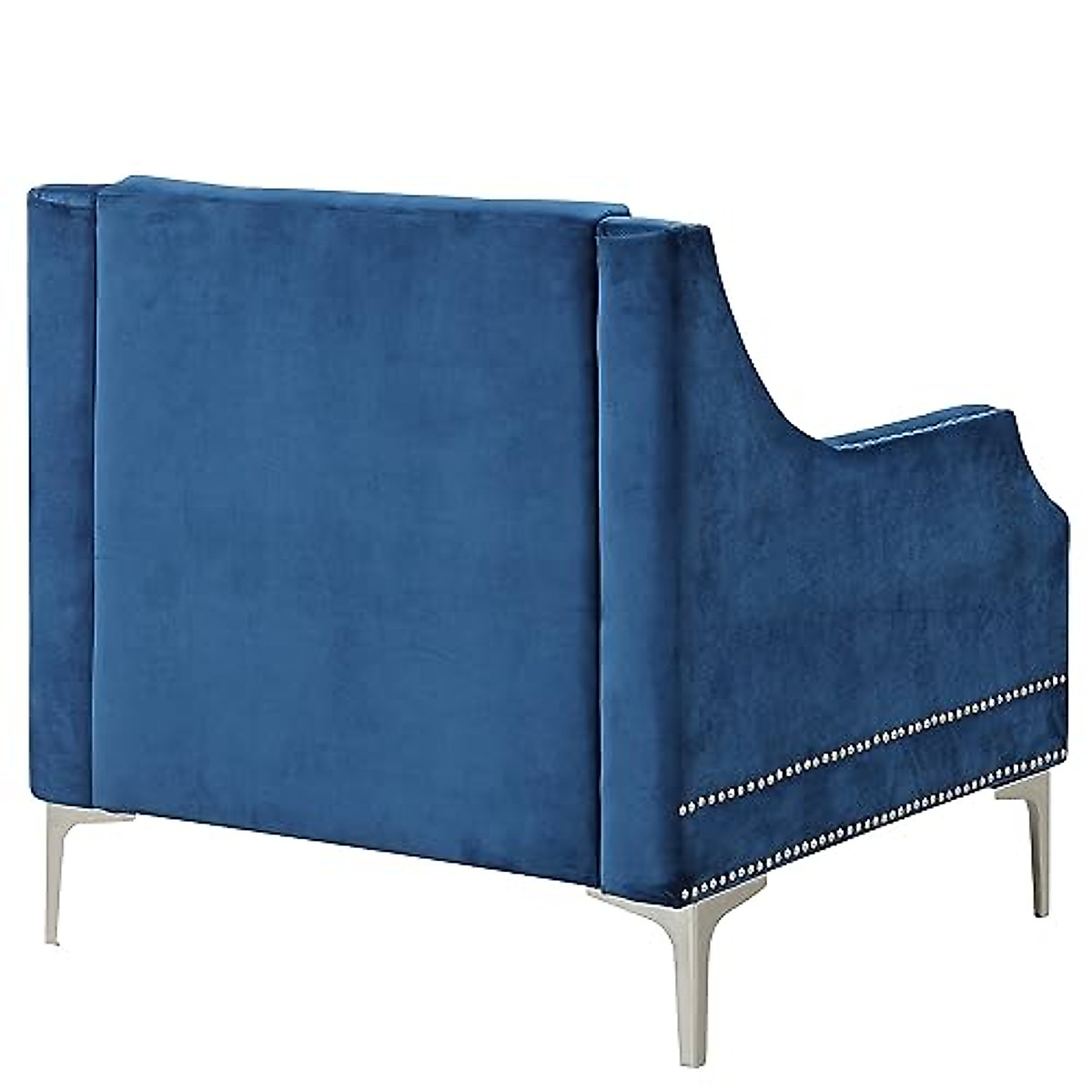 Merax, Blue 33.5" Modern Sofa Frosted Velvet Soft Upholstered Couch Loveseat with Metal Legs,Button Tufted Back for Living Room
