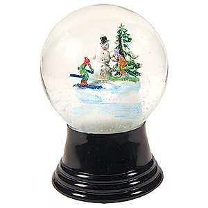 Alexander Taron Importer PR1424 Perzy Snowglobe, Medium Snowman with skis-5" H W x 3" D, 5" x 3" x 3", White
