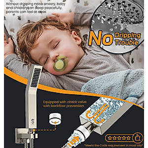 SR SUN RISE Shower Faucet Set Bathroom Square Rain Shower Head with Handheld Spray Wall Mounted Rainfall Shower Fixtures Brushed Nickel Shower Faucet Trim Repair Kits (Contain Shower Valve)