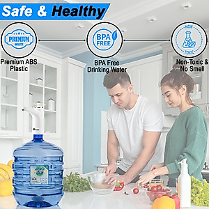 Portable Electric Water Dispenser - 5 Gallon BPA-Free Water Jug Pump - 20oz 600ml One Button Press USB Rechargeable Battery - Compatible with 2-5 Gallon Bottles - for Home, Office, Camping, Outdoors