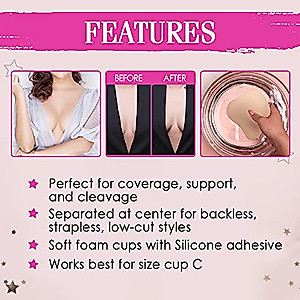Hollywood Fashion Secrets Silicone Breast Contour Cups, Self-Adhesive, Reusable, Hypoallergenic - Size C