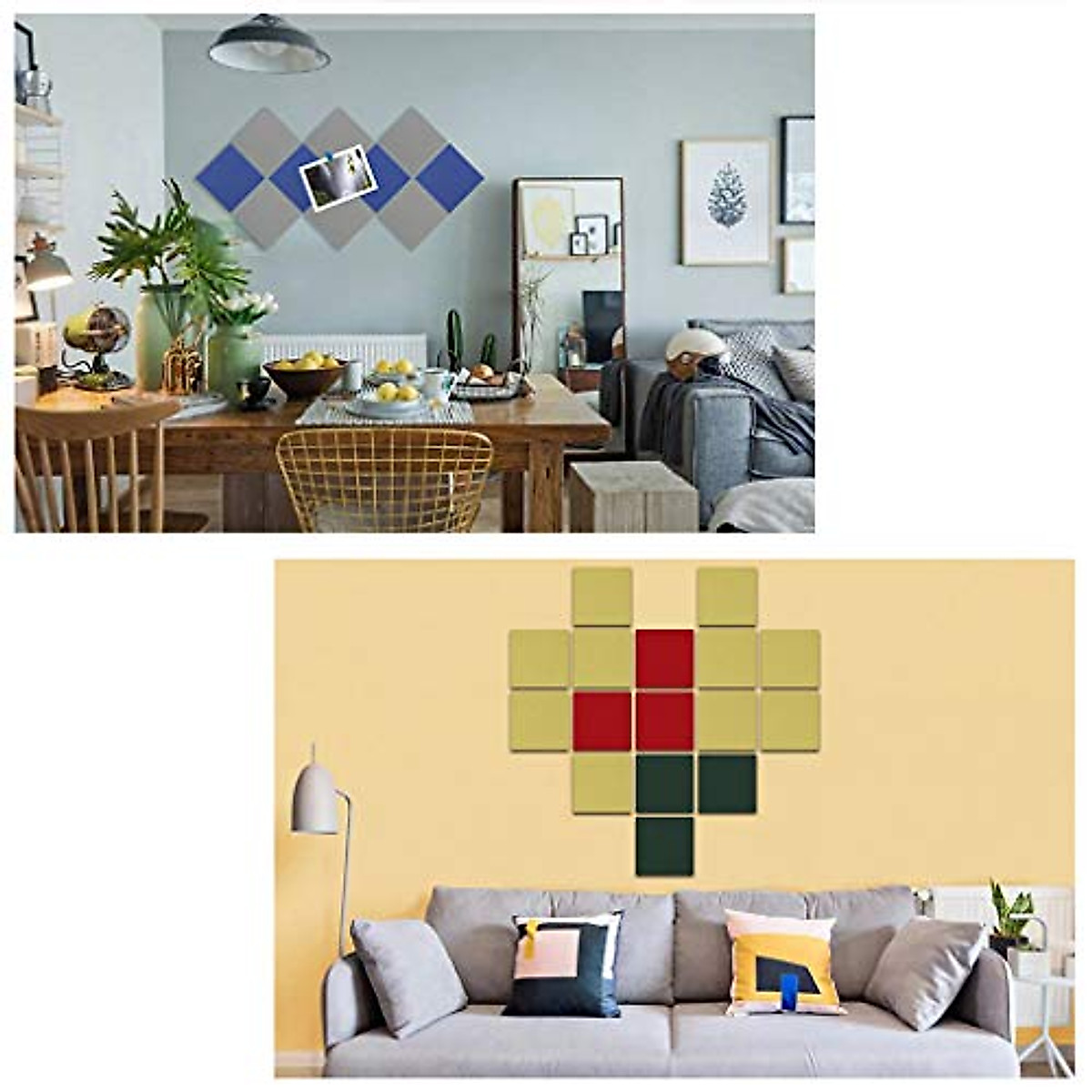 Square Cork Board Wall Sticker x4, Color Message Board Photo Wall, DIY self-Adhesive Background Board Display Board, 30x30cm