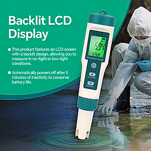 RAINLEOTI PH and TDS Meter, 7-in-1 Digital pH Tester for Water, PH/TDS/EC/SG/ORP/Salt/Temp