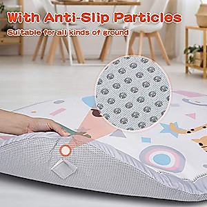 Lupantte 7 in 1 Baby Play Gym Mat, 2 Replaceable Washable Mat Covers Baby Activity Play Mat with 6 Toys, Visual, Hearing, Touch, Cognitive Development for Baby to Toddler, Thicker Non-Slip