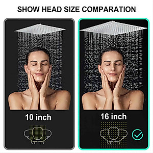 16 Inch Rain Shower Head Brushed Nickel Ceiling Mount 304 Stainless Steel High Pressure Rainfall Showerhead Ultra Thin Water Saving