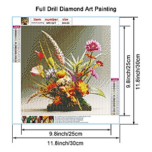 Maripabon 5D Sunflowers Diamond Painting Kits for Adults Full Drill National Flag Cross DIY Round Diamond Art Kits Flowers Picture Art for Home Wall Decor,11.8x15.7 inch