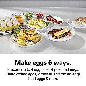 Hamilton Beach 6-in-1 Electric Egg Bites Cooker Plus and Poacher, Hard Boiler with 5.25” Non-Stick Skillet for Omelets, Scrambling & Frying, Grey (25510)