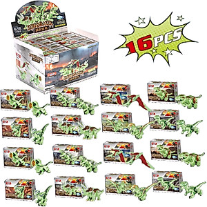 16 Pack: Compatible Dinosaurs Mini Figures for Jurassic World Building Blocks Toys, Glow in The Dark Toy Mini Figures, Bulk Party Favors for Kids Play