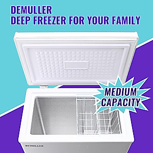 DEMULLER Chest Freezer, Small Deep 4.0 Cubic Feet White Freezing Machine, Compact Top Open Door with Electronic Panel, Temp Range -12 ℉ to 50 ℉, Two Storage Wire Baskets, Manual Defrost