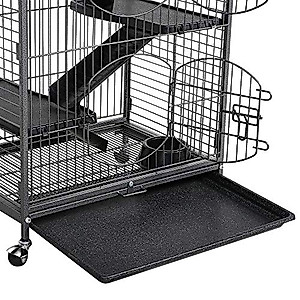 go2buy Metal 6 Levels Ferret Cage Playpen for Rabbit Chinchilla Squirrels w/3 Doors/Bowl/Water Bottle 25.2 x 16.9 x 51.6 Inch Black