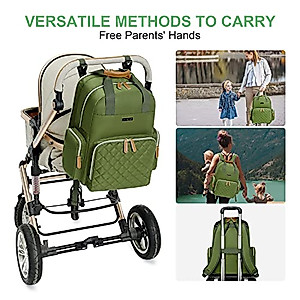 WITSTEP Diaper Bag Backpack with Changing Station, Baby Diaper Bag Organizer for Moms Dads-Diaper Tote Bags for Hospital Stroller Travel Bag for Airplane,Baby Eessentials/Large Capacity,Green