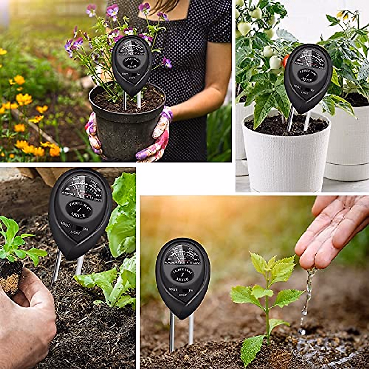 CHICIRIS 3 in 1 Function Soil Tester, Soil pH Meter Plant PH Moisture Meter Soil Moisture/pH/Light Tester for Gardening Tool Kits for Garden, Farm, Lawn, Indoor & Outdoor