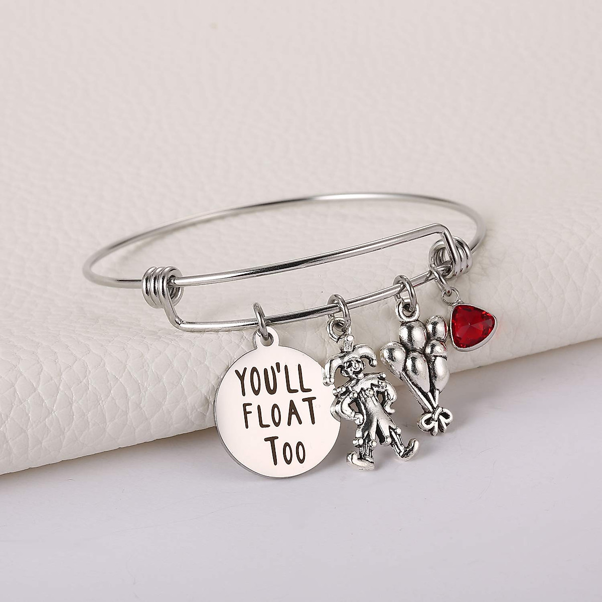 Ralukiia Float Too IT Pennywise The Clown Bracelet Horror Movie Jewelry for Fans Women Bangle Halloween