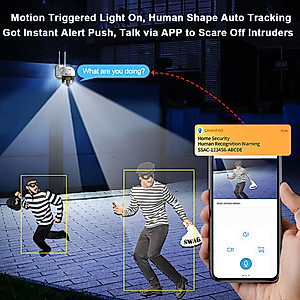 Luowice 5MP PTZ Security Camera Outdoor FHD WiFi IP Camera with Humaniod Detection, Auto Tracking, Color Night Vision, Pan and Tilt, Two Way Talk, Floodlight and Siren, Waterproof