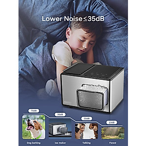 Nugget Ice Maker Countertop, 45lbs/24H, Pebble Ice Maker with Soft Chewable Ice, Self Cleaning Sonic Ice Machine, Stainless Steel, Touch Screen, Compact Design for Home Office Party - Silver