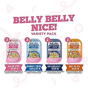 Weruva Dog Meals 'n More Natural Wet Dog Food, Belly Belly Nice! Digestive Support Variety Pack, 3.5oz Cup (10 Cups)