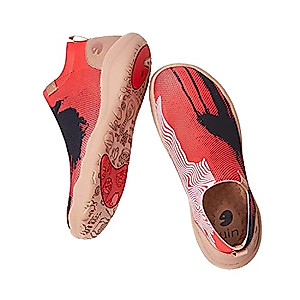 UIN Women's Walking Shoes High Top Knitted Boots Casual Lightweight Comfort Fashion Sneaker Shine in Night (8.5)