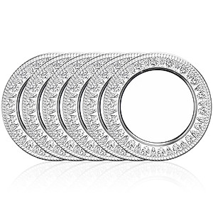 ZENFUN 6 Pack 12" Stainless Steel Charger Plates, Round Metal Plates with Flower Pattern, Large Serving Camping Plates for Home Kichten, Banquets, Parties, Restaurants