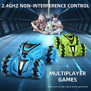 AONGAN Remote Control Car for Boys, High-Speed Stunt RC Cars with 360° Flips and Drifts, Gesture Control, 2.4Ghz Rechargeable RC Car - Perfect Christmas Birthday Gift for Kids Age 6+ Years Old (Blue)