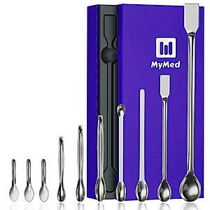 10Pcs Lab Spatula Set, Capsule Filling Kit Tiny Spoons Stainless Steel, Capsule Filler Medicine Spoon and Micro Spatula, Chemistry Lab Equipment Sampling Spoon