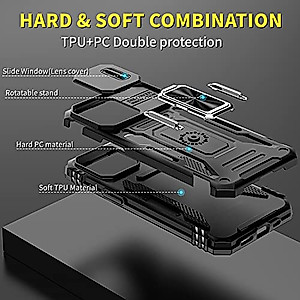 FRLMOOES for iPhone 11 Pro Case with 2 Glass Screen Protector,iPhone 11Pro Kickstand Case with Slide Camera Cover& 360°Magnetic Ring Shockproof Military Grade Drop Heavy Duty Protection Men 5.8‘’black