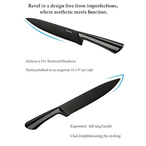 EUNA Kitchen knife set of 5, Sharp Chef Knife Set without Block Professional High Carbon Stainless Steel Cooking Knife Set with acrylic Handle and Gift Box