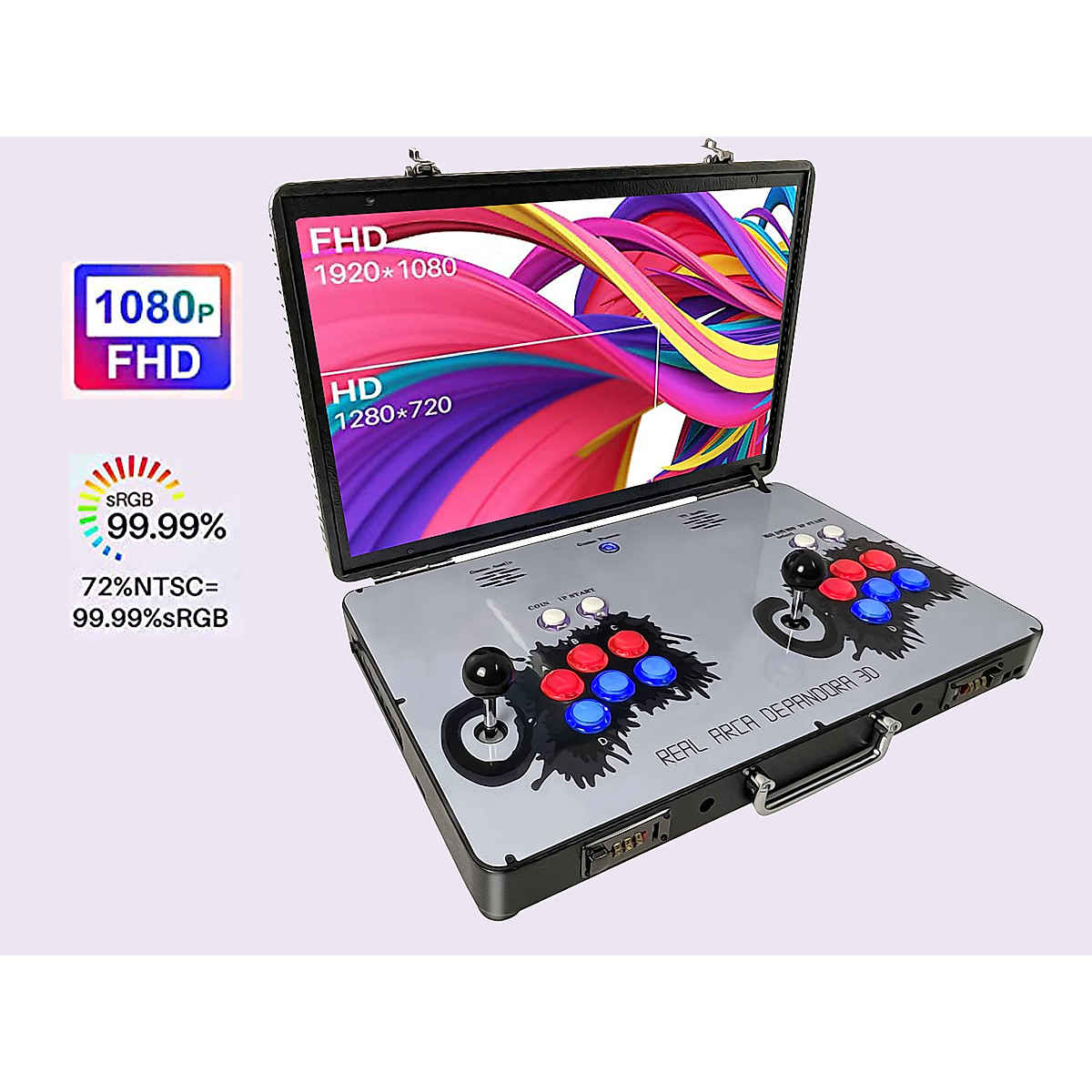 WYGAMING Portable 20000 in 1 Metal Box 3D Arcade Game Console, 22 inch Screen Retro Electronic Game Console, with Search/Hide/Save/Load/Pause Functions