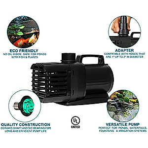 Homewell 5000 Gallons per Hour Electric Water Pump with 2 Nozzles Ultra Quiet Submersible Pump for Fountains, Waterfalls, Water Circulation, Koi Ponds Pump, Water Gardens (5000 GPH)