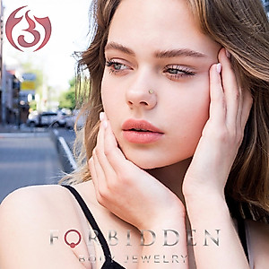 Forbidden Body Jewelry 20g Surgical Steel L Shaped Nose Ring with 5-CZ Flower Top