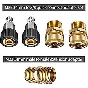 POHIR Pressue Washer Hose 100ft 1/4", 4000 PSI Kink Resistant Heavy Duty High Pressure Power Washing Replacement Hose with M22 Extension Adapter and 4pcs M22 14mm to 3/8 Quick Connect