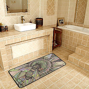 Kitchen Rug Mats 39X20 Inch Sketch Funny Bee On The Flower Soft Doormat Bath Rugs Runner Non-Slip for Home Decor