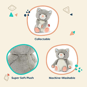 B. toys- B. softies- 12" Plush Cat- Stuffed Animal – Super Soft Kitten – Gray & White – 12” – Washable – Baby, Toddler, Kids – Happyhues – Cloudy Cosmo – 0 Months +