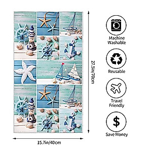 Sea Theme Lighthouse Sailing Boats and Marine Hand Towels Summer Face Towel Soft Guest Towel Portable Kitchen Tea Dish Towels Washcloths Bathroom Decor Housewarming Gifts 15.7" X 27.5"