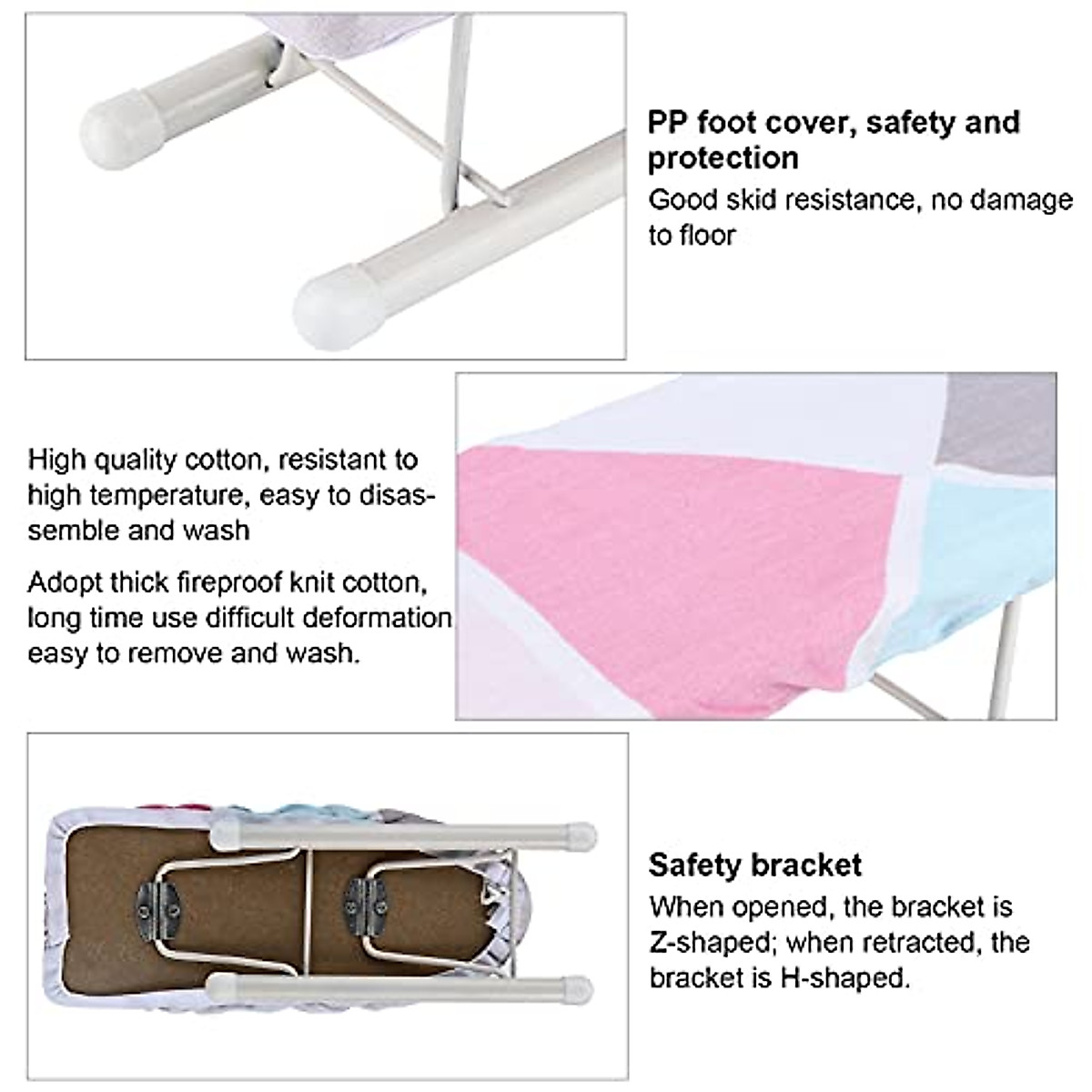 BORDSTRACT Tabletop Ironing Board, 10.2×4.3×3.5in Foldable Mini Ironing Board with Iron Rest Portable Folding Desktop Clothes Ironing Table for Home Travel Sleeve Cuffs Collars