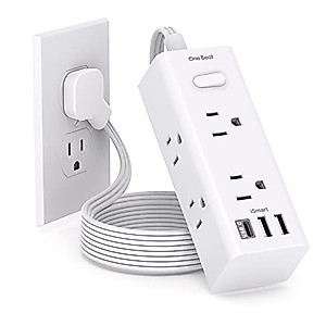 Flat Plug Power Strip, 5Ft Ultra Thin Flat Extension Cord with Multiple Outlets - 6 Outlet 3 USB Ports (1 USB C), Desktop Power Strip with No Surge Protection, Cruise Ship, Dorm Room Travel Essentials