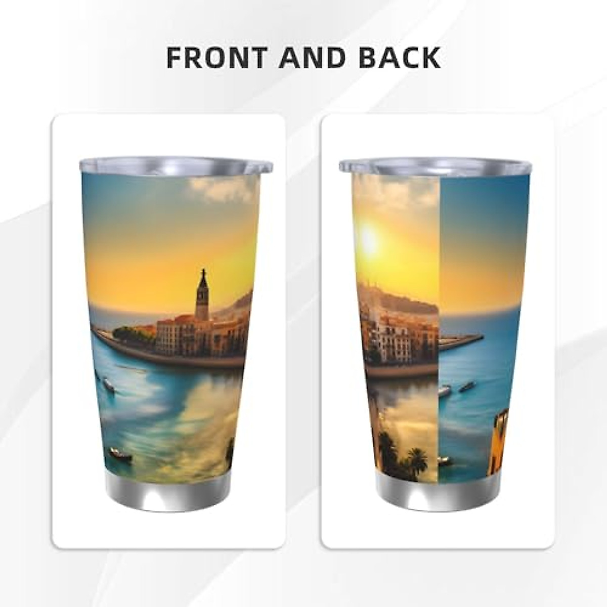 WXZYFP Car cup (single silver rim), can use a straw or drink directly, easy to use.Sunset in Barcelona