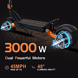 MetaMoov ZO08 Electric Scooter Adults, 3000W Dual Motors, 45 Mph Top Speed, 52 Miles Range, Dual Hydraulic Disk Brake Dual Shock Absorption 10" All Terrain Tires Fast E Scooter for Adults