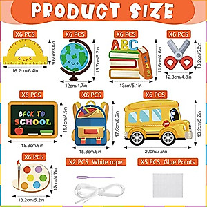 48 Pieces Back to School Cutouts Classroom Hanging Decorations Back to School Party Ornaments Bulletin Board Decor with Ropes and Glue Points for Kindergarten Preschool Primary High School