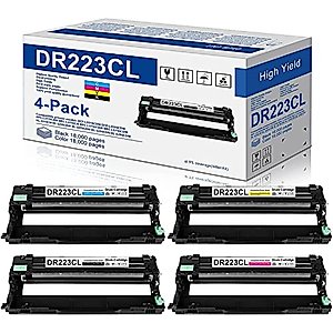 4-Pack DR223CL Drum Unit Set Compatible Replacement for Brother DR223CL Drum with MFC-l3710CW MFC-l3770CDW MFC-l3750CDW HL-l3210CDW HL-l3290CDW HL-l3270CDW Printer (1Black 1Magenta 1Yellow 1Cyan)