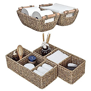 StorageWorks Hand-Woven Seagrass Wicker Baskets Set
