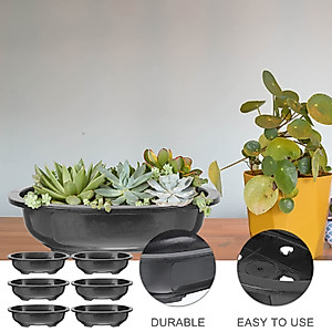 DOITOOL 6pcs Plastic Succulent Pots Oval Cactus Planter Pot Flower Pot Seedling Nursery Transplanting Planter with Drainage Holes for Garden Home Balcony Decor