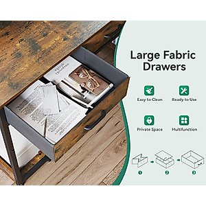 AODK 48 inch Computer Desk with 3 Drawers, Gaming Desk with LED Lights & Power Outlets, Home Office Desk with Storage Shelves & Monitor Stand, Modern Work Study Writing Table for Small Spaces, Vintage